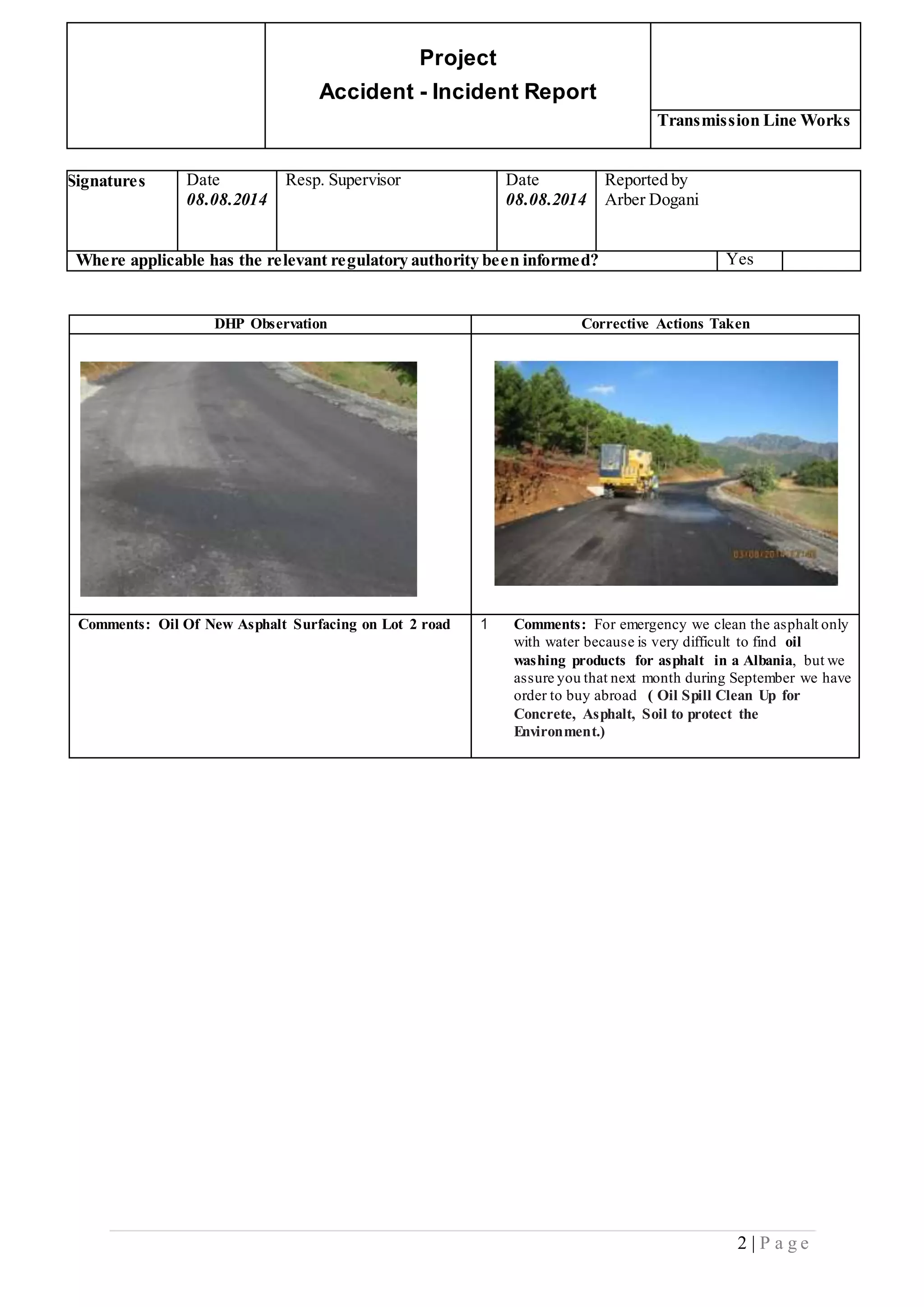 Incident&accident report date 02.08.2014 by arber dogani example for ...