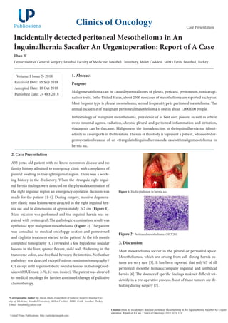 Incidentally detected peritoneal Mesothelioma in An İnguinalhernia ...