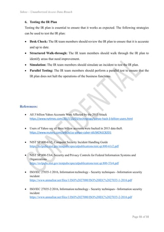Incident handling and Response - YAHOO UNAUTHORIZED ACCESS (DATA BREACH ...