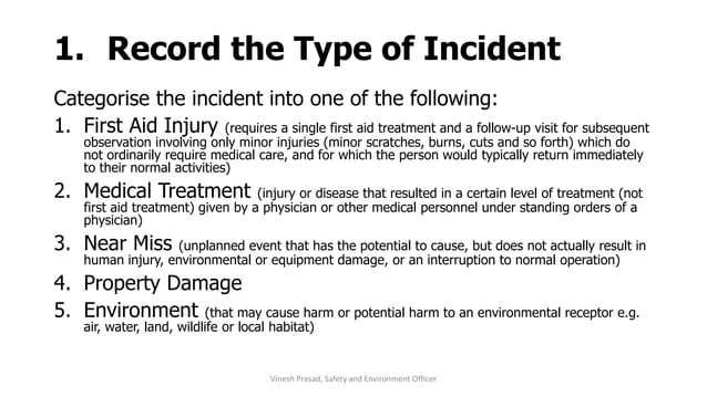 Record-keeping for an incident at Work | PPT