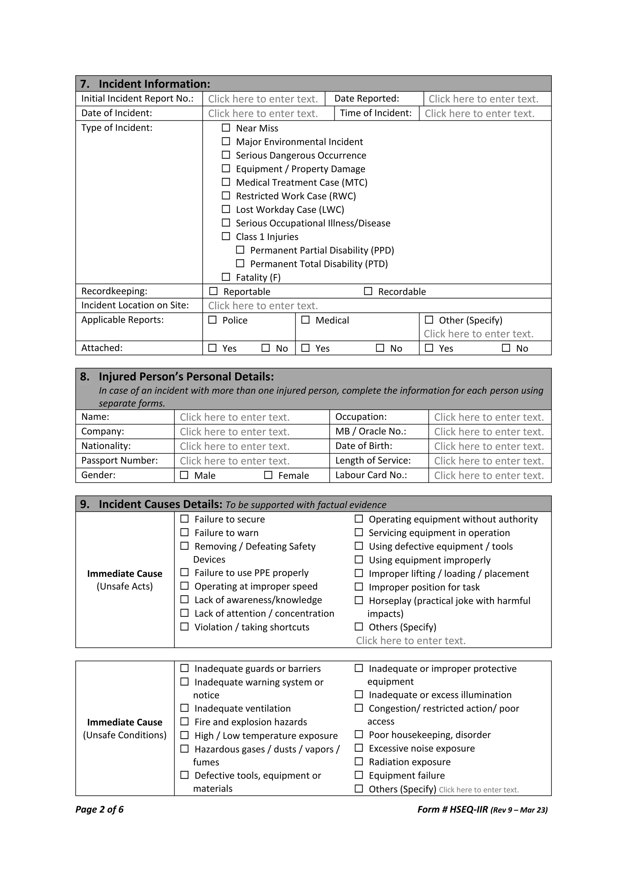 INCIDENT INVESTIGATION REPORT Form # HSEQ - IIR Rev 9 -.docx