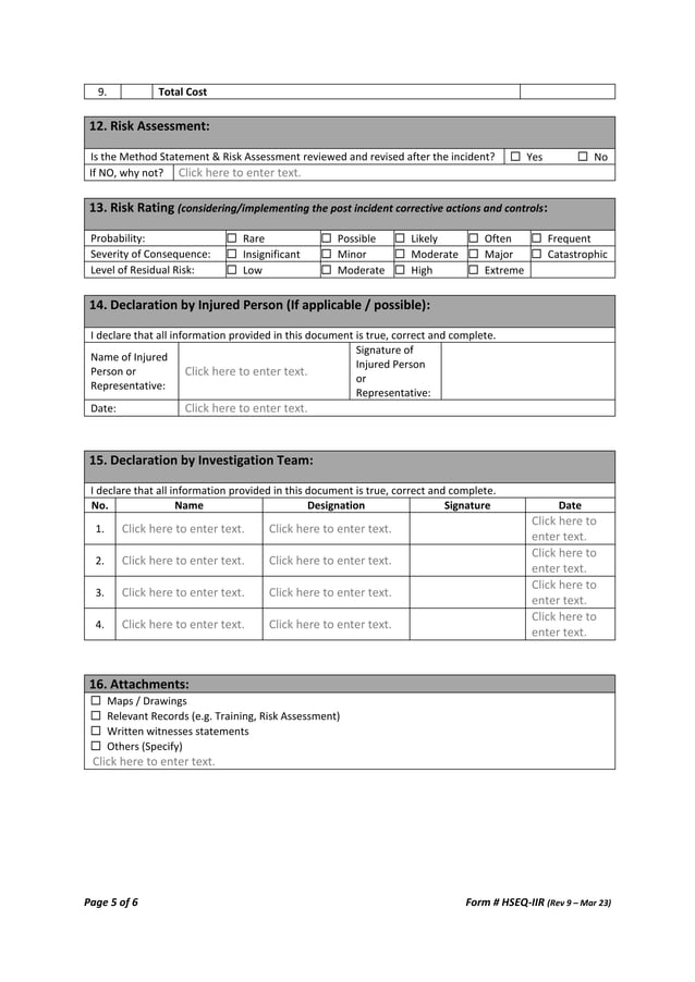 INCIDENT INVESTIGATION REPORT Form # HSEQ - IIR Rev 9 -.docx | Death ...