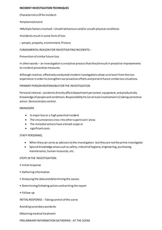 Incident investigation techniques | DOCX