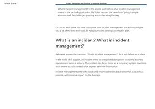 Incident Management Incident Management Incident Management | PDF