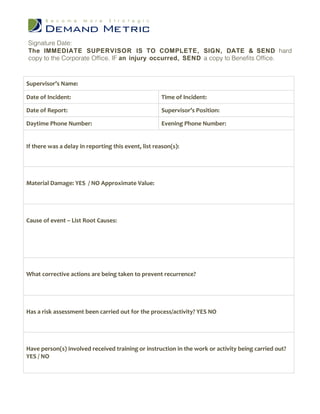 Incident Report Form | DOC