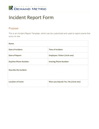 Simple Incident Report Form