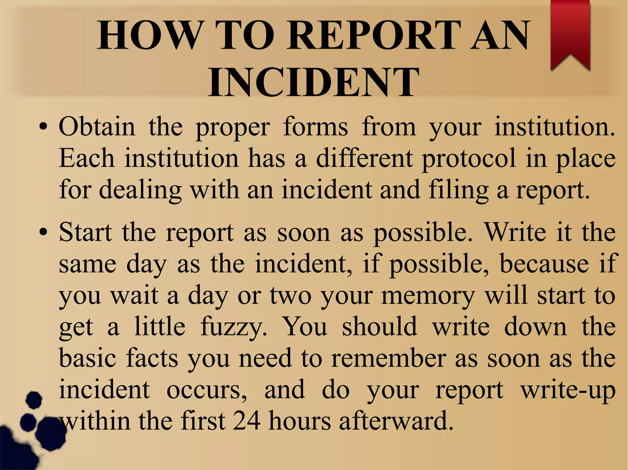 Incident reporting | ODP