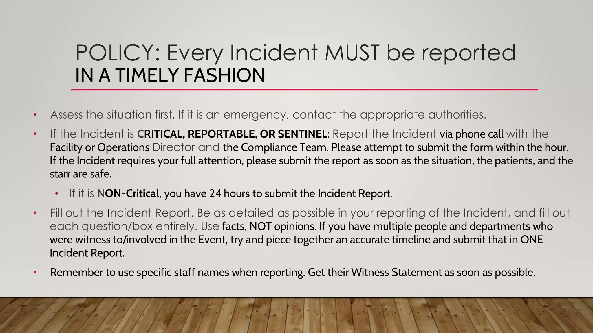 Incident report training | PPTX