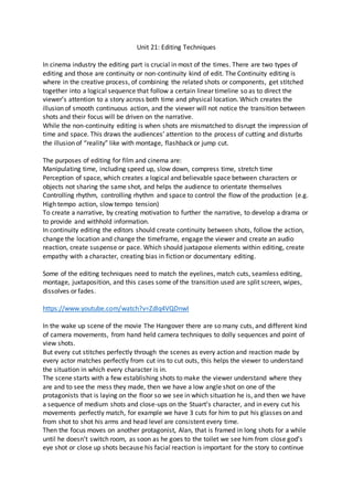 unit 21- editing techniques | DOCX