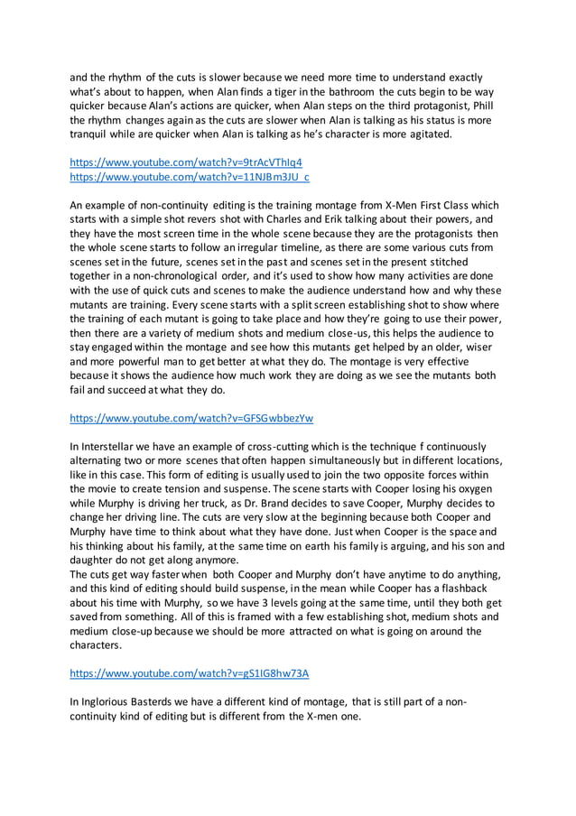 unit 21- editing techniques | DOCX | Video Production | Content Production