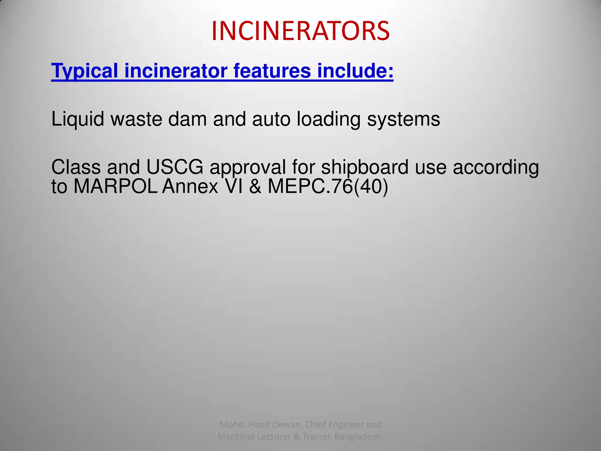 Incinerator and MARPOL Requirements | PDF