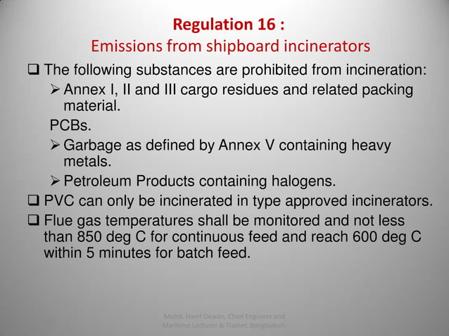 Incinerator and MARPOL Requirements | PDF | Chemistry | Science