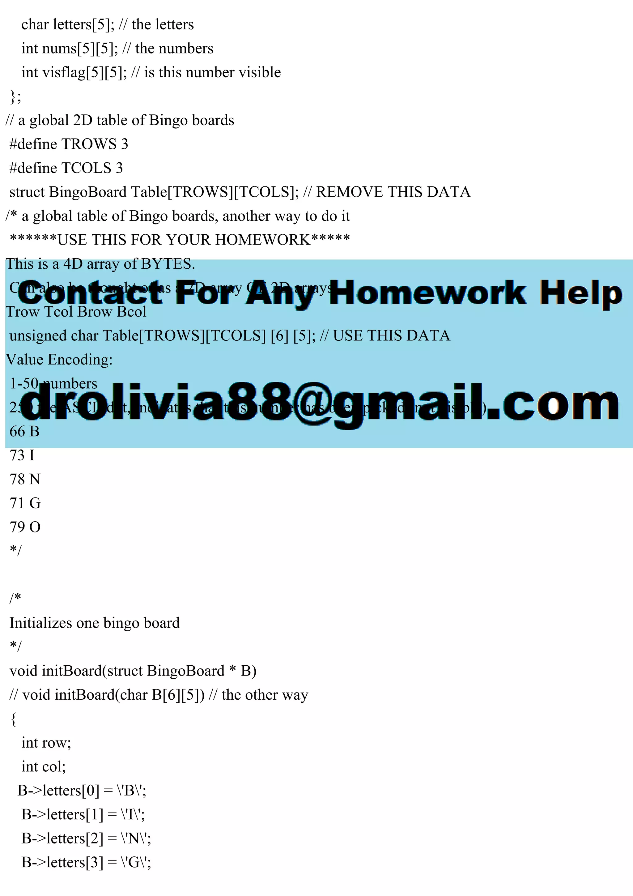 In C language please!!Download bingo struct.c from the instruc.pdf