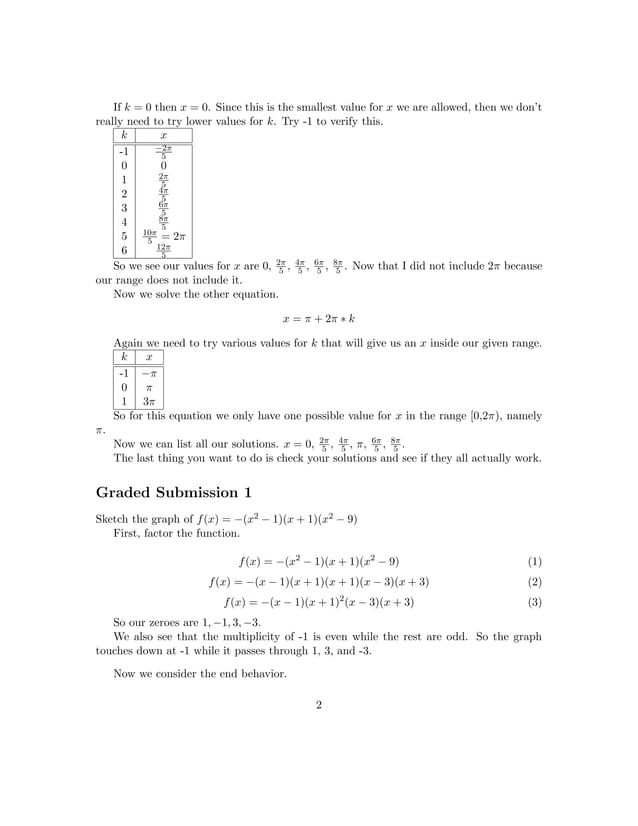 solving a trig problem and sketching a graph example problems | PDF