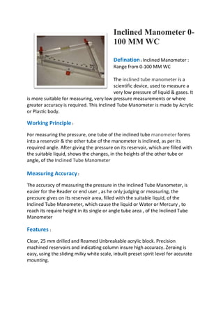 Inclined manometer | PDF