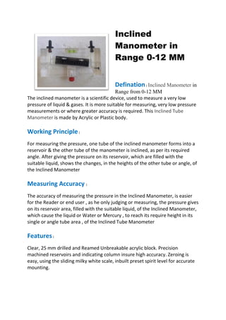 Inclined manometer | PDF