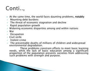 world declaration for Education for all -1990 | PPTX