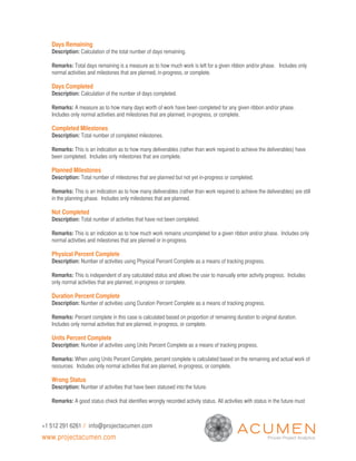 Acumen Fuse Metrics & Descriptions Guide | PDF