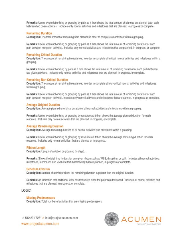 Acumen Fuse Metrics & Descriptions Guide | PDF | Technology & Computing