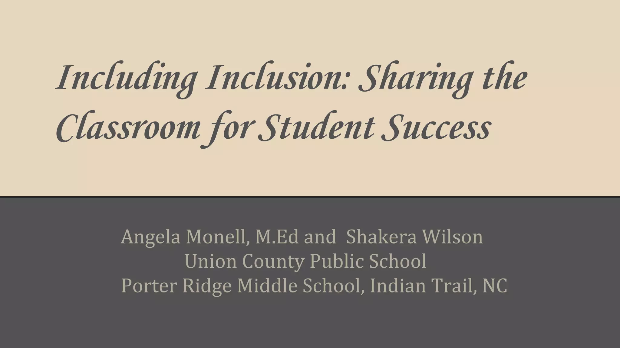 Including inclusion sharing the classroom for student success | PPT
