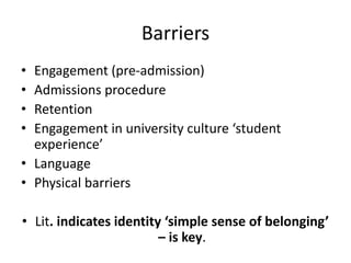 Inclusion and diversity in higher education jan | PPTX