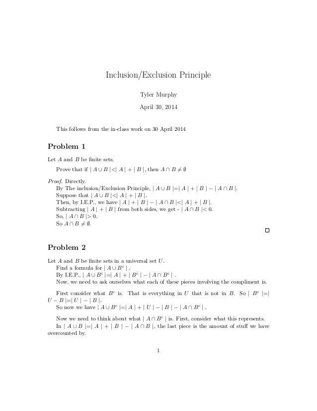 Inclusion exclusion principle