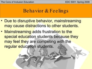 Cons of Inclusion Education | PPT