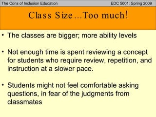 Cons of Inclusion Education | PPT