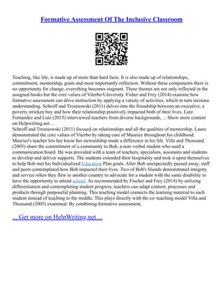 Inclusive Classroom Model | PDF