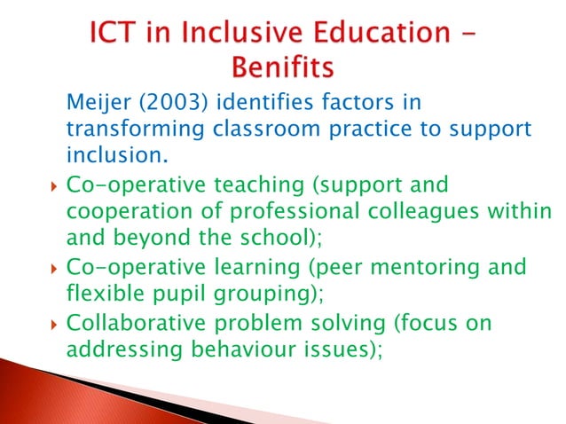 ICT in Inclusive Education | PPTX | Special Needs Kids | Parenting