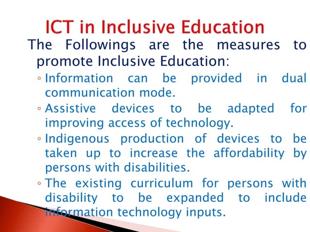 ICT in Inclusive Education | PPTX | Special Needs Kids | Parenting