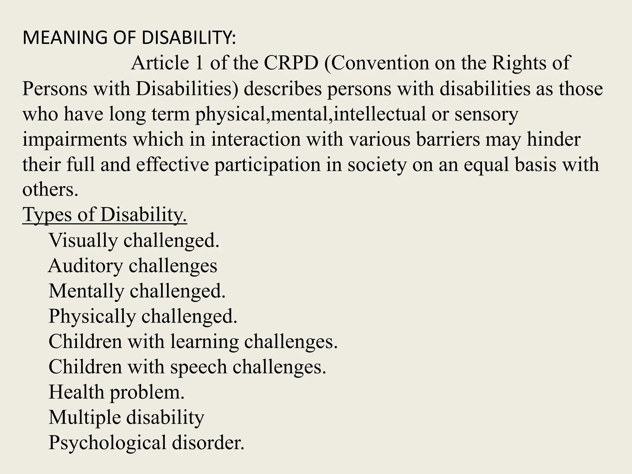 Person with disabilities act (PWD) 1995 | PPTX