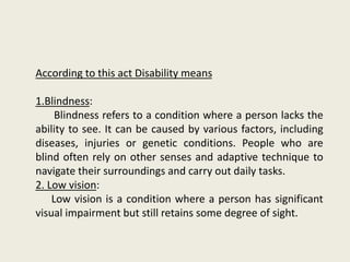 Person with disabilities act (PWD) 1995 | PPTX