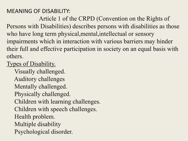 person with disability act (PWD - 1995) | PPTX