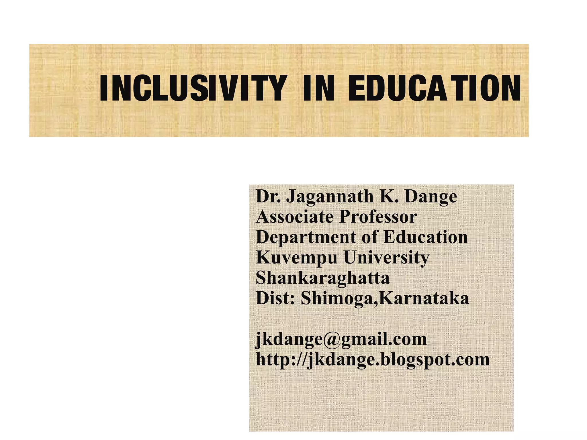 Inclusivity in education | PPT