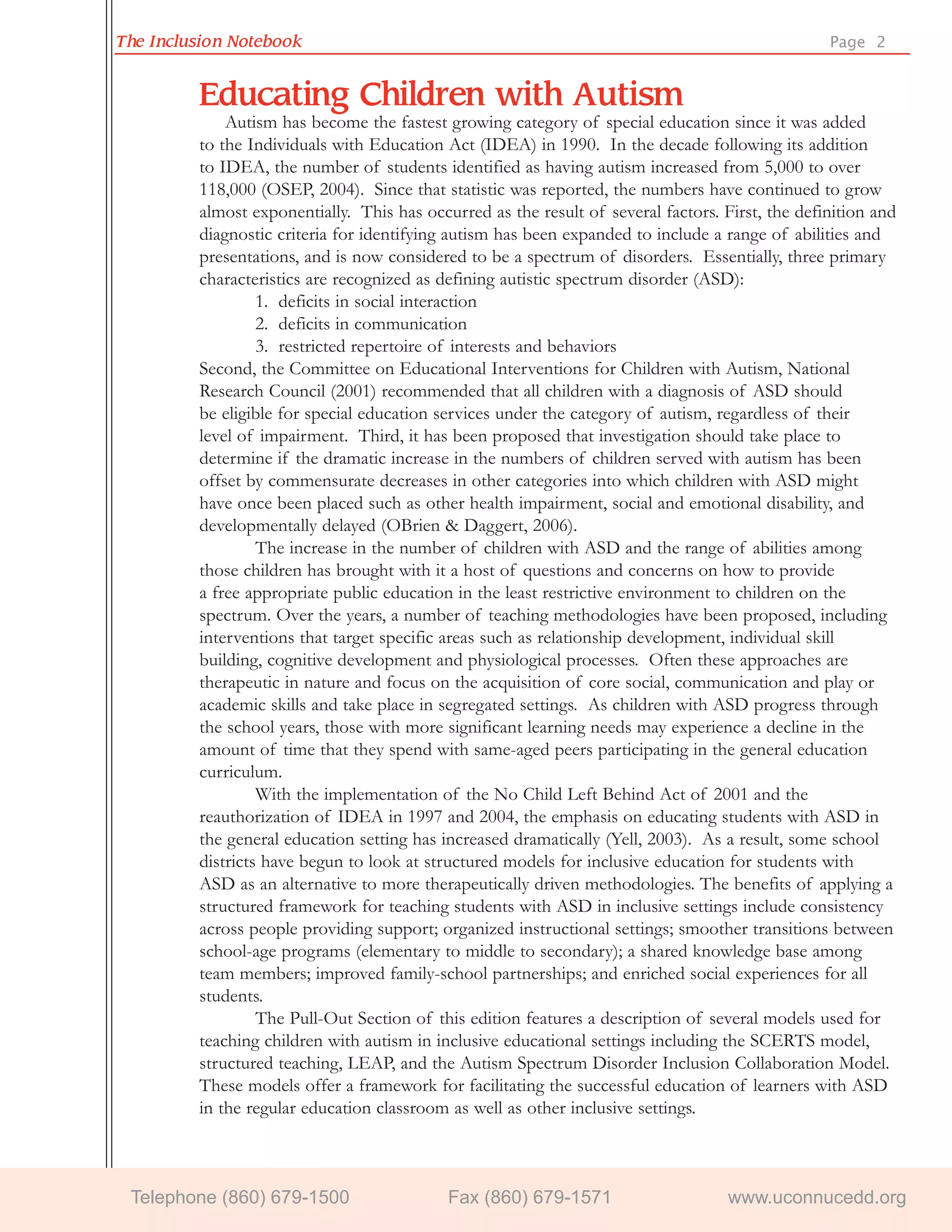 Inclusive education and autism | PDF