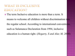 Inclusive education and child friendly school environment | PPTX