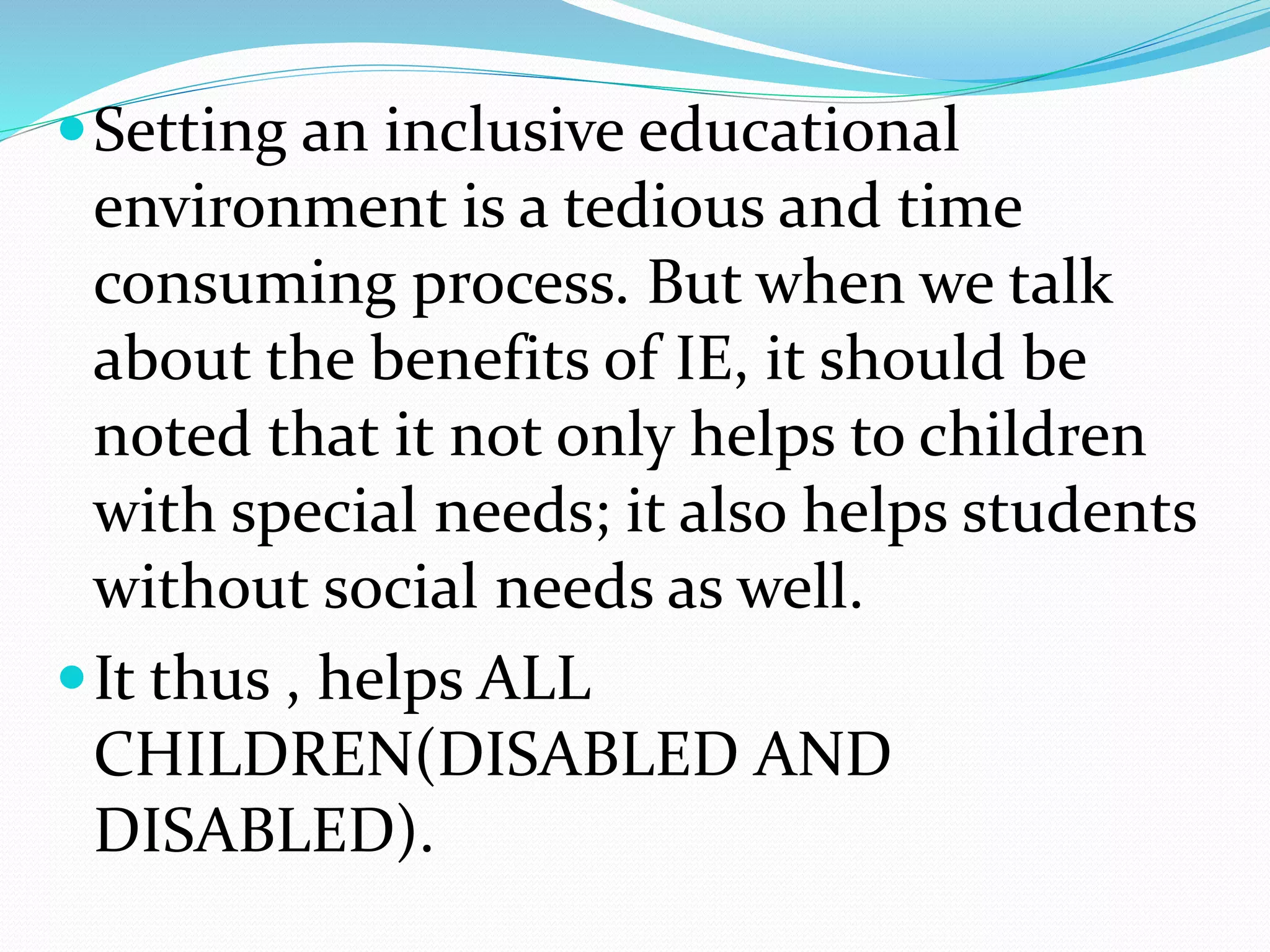 Inclusive education (benefits to students without special needs) | PPT