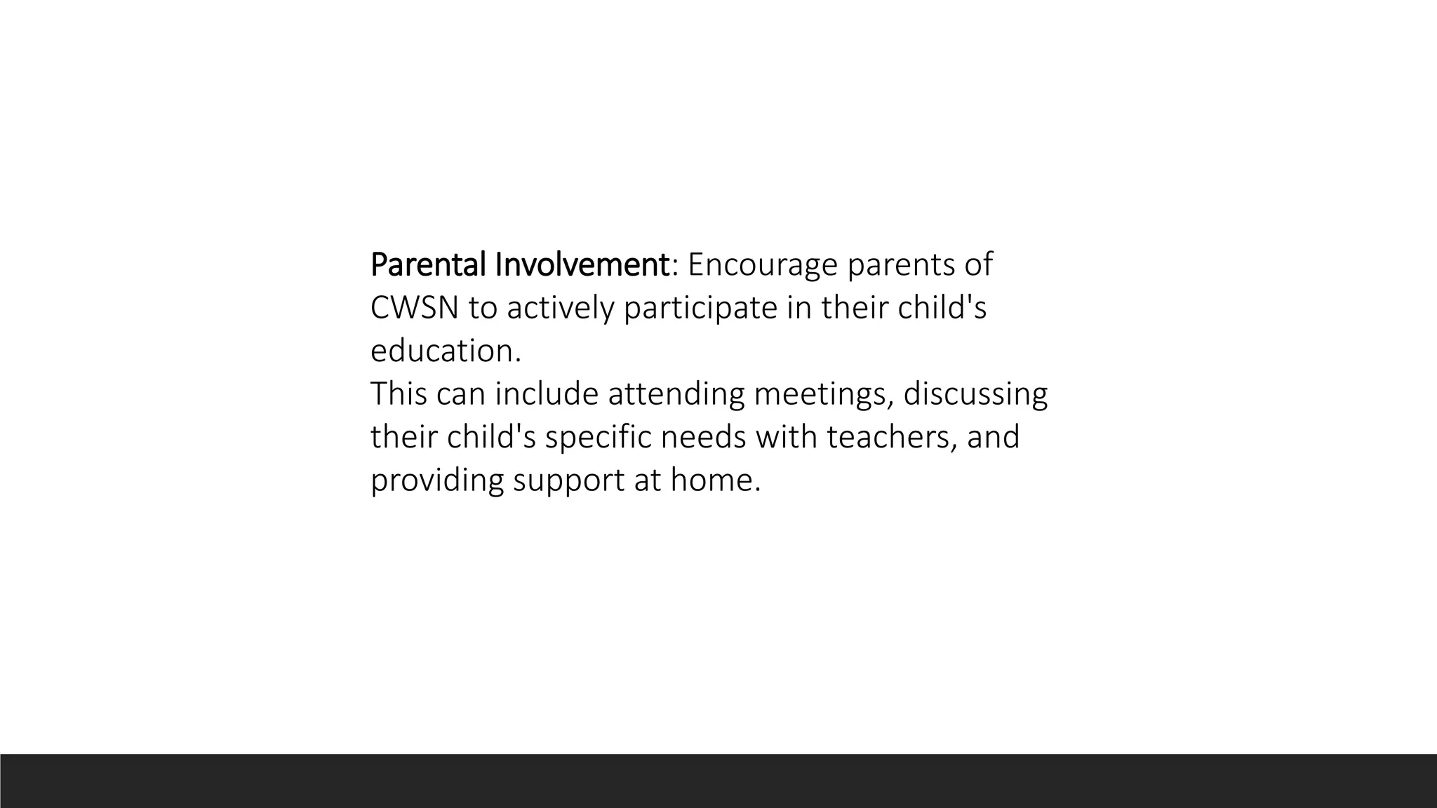 Inclusive education; involvement of parents and communities in ...