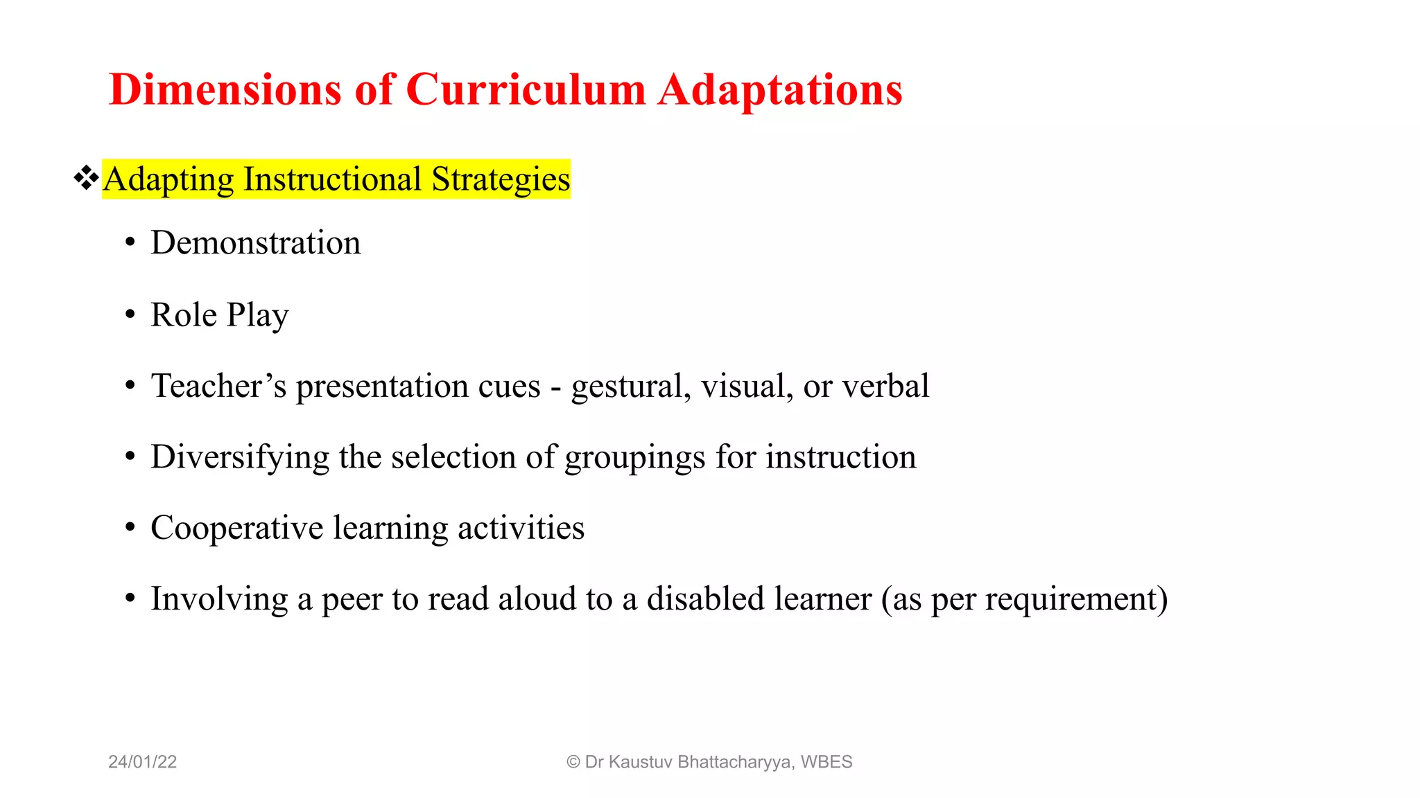 Curriculum Adjustment and Adaptations for the Disabled Children | PDF