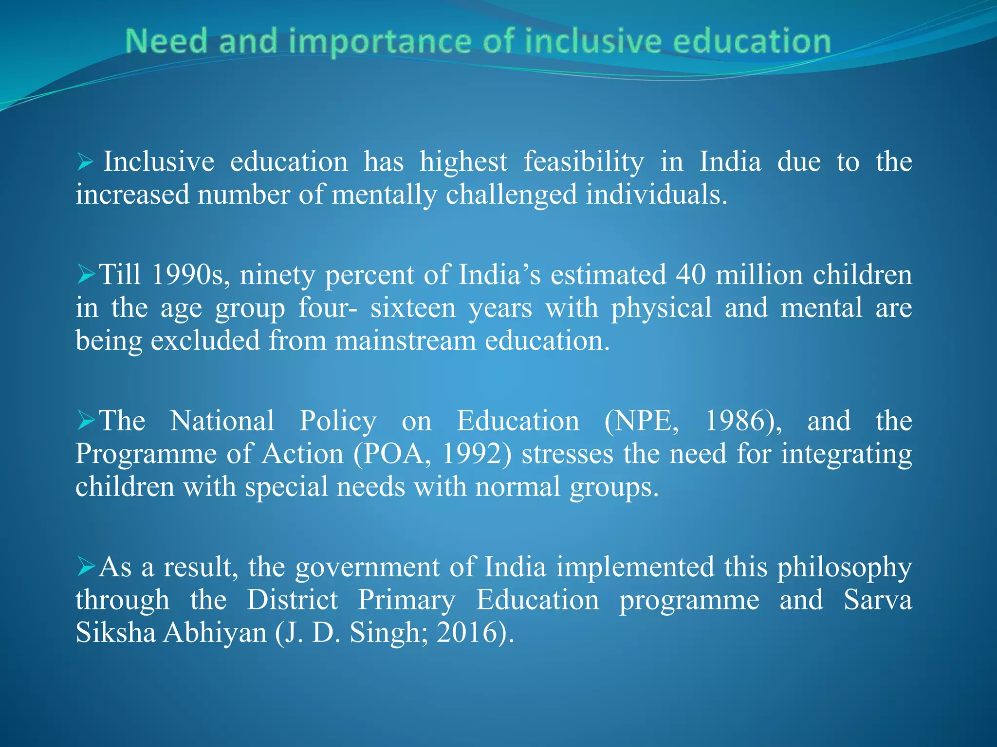 Inclusive Education: Challenges and Remedies at Implementation level in ...
