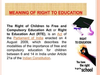 Inclusive education and right to education in India | PPTX