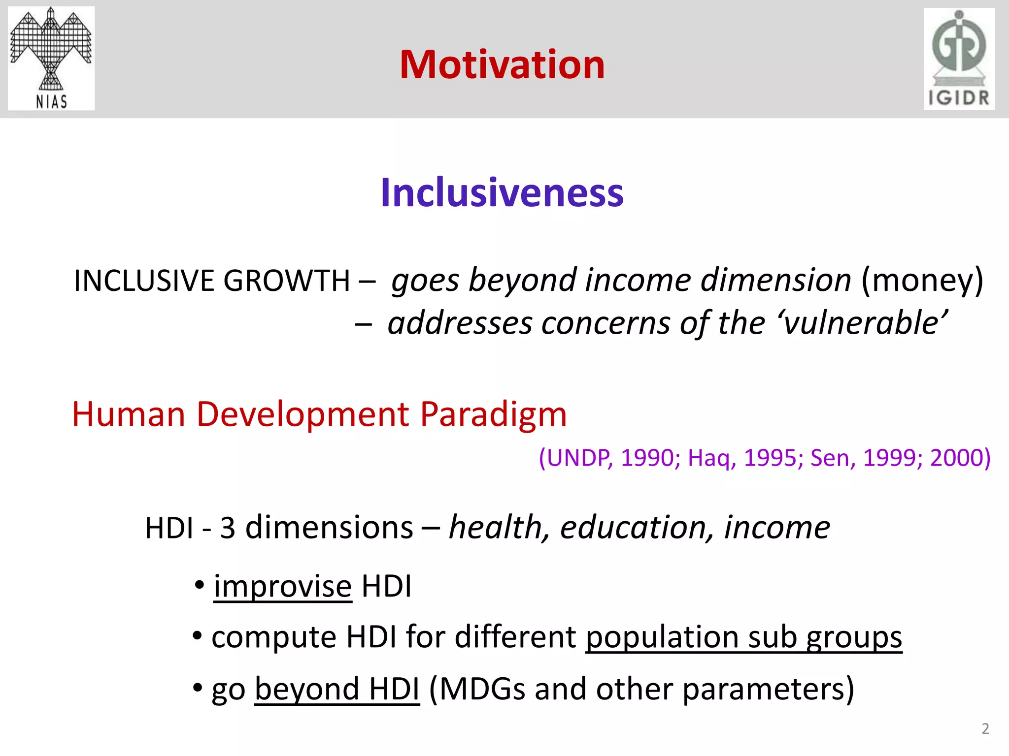 Inclusiveness of human development in India | PPSX