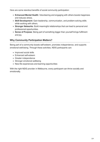 Building Stronger Bonds- The Power of Social Community Participation ...