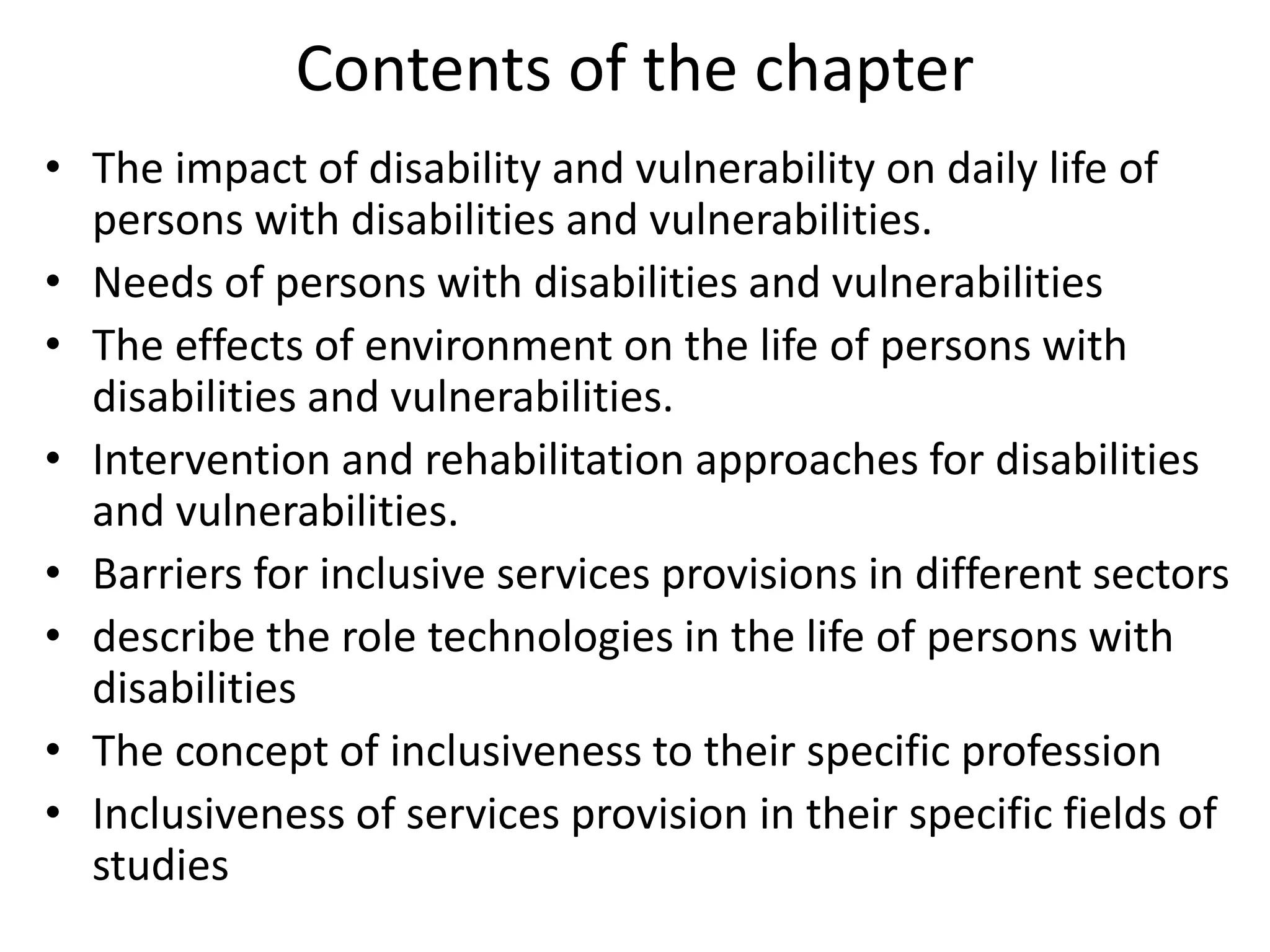 Inclusiveness Chapter three identification and differentiated services ...