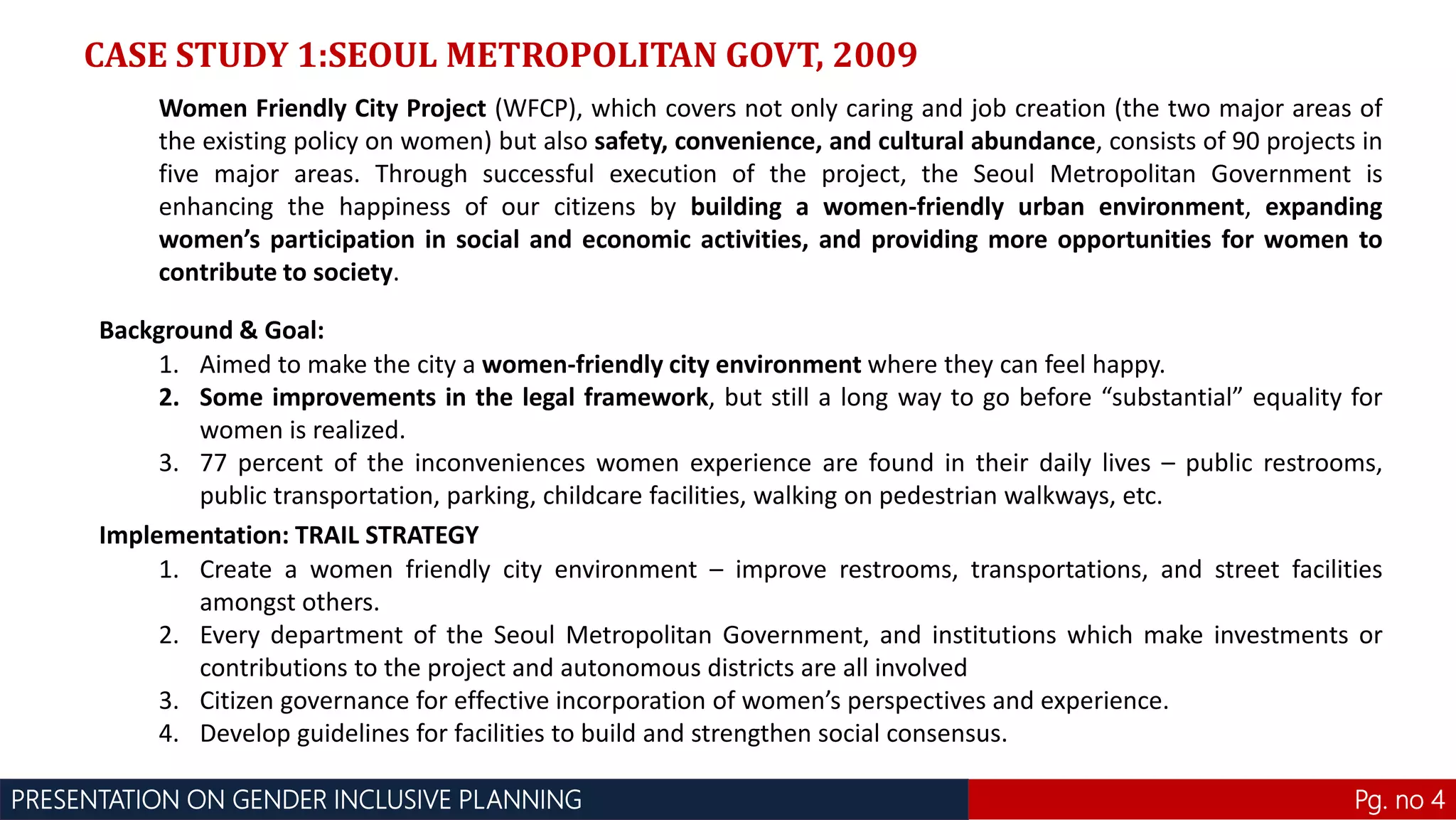 Concept of Gender-Based Inclusive urban planning for Urban Areas | PPTX