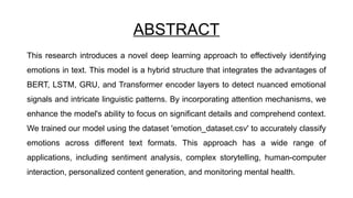 An Intelligent System to Identify the Emotions in the Text Using a Hybrid Deep Learning Model | PPT