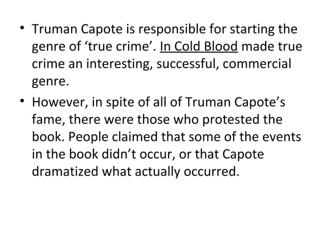 In cold blood capote | PPT | Fiction | Books and Literature