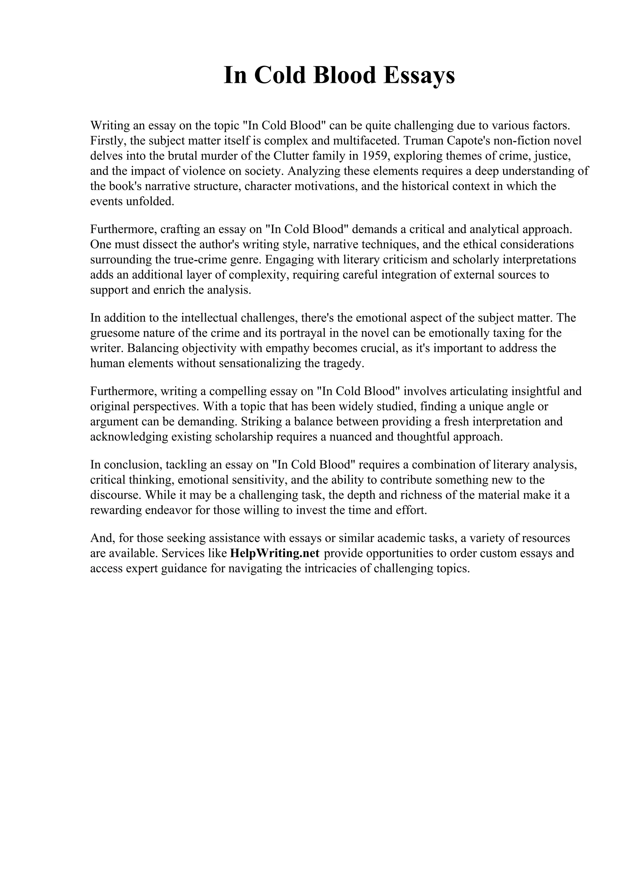 In Cold Blood Essays.pdf | Genres