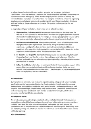 Navigating Team Dynamics: A Peer Evaluation of Leadership Practices.docx